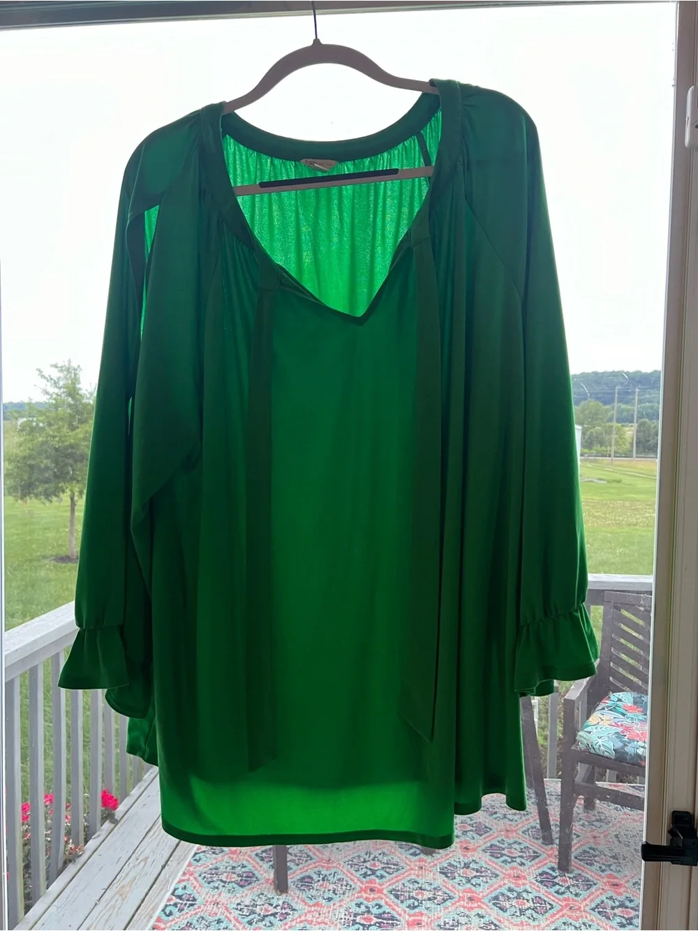 Cato | Tops | Cato Bright Green Tieneck Blouse | Poshmark